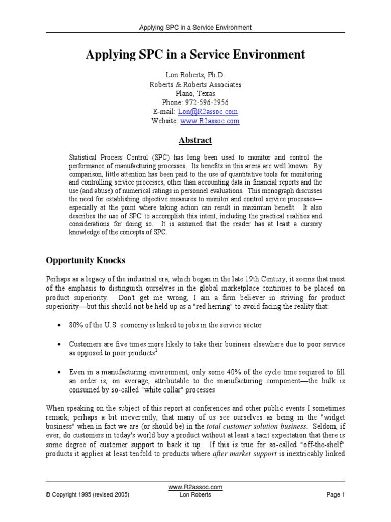 SPC in A Service Environment | PDF | Business Process | Performance ...