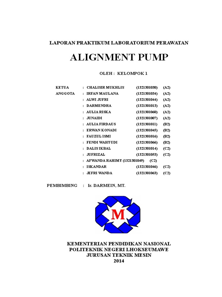Alignment Pump: Laporan Praktikum Laboratorium Perawatan | PDF