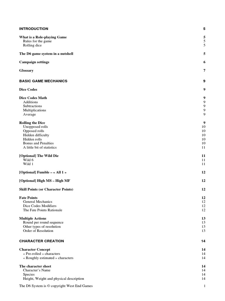 D6 Player Book and GM Guide | PDF | Dice | Role Playing Games
