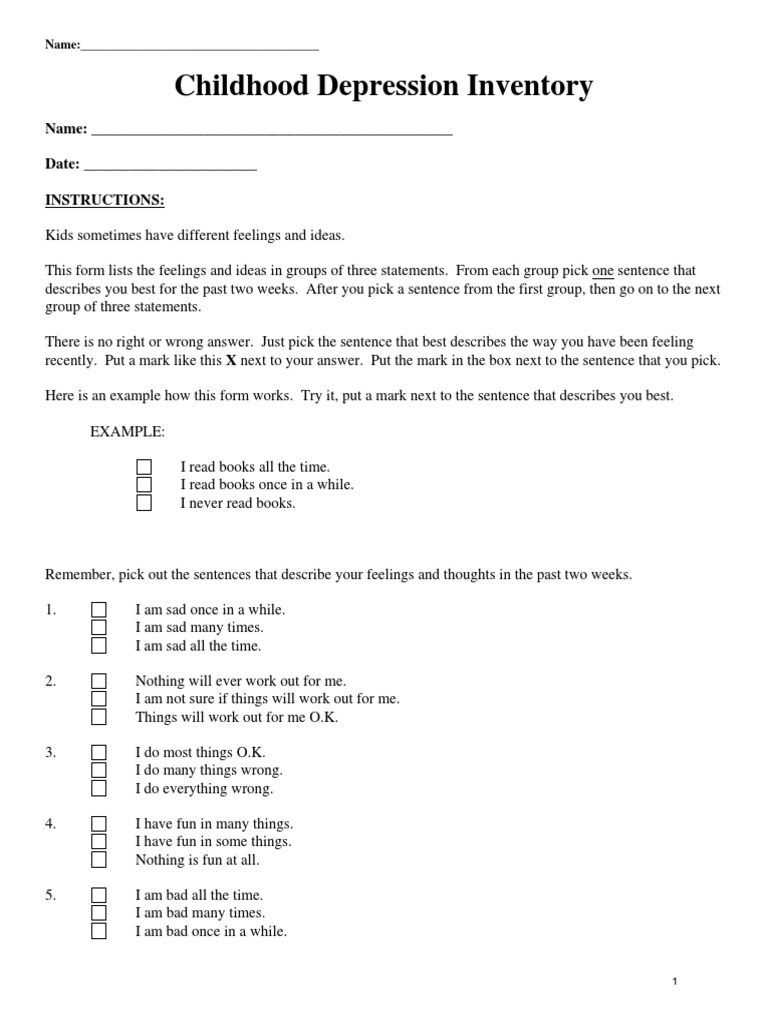 Childhood Depression Inventory | PDF