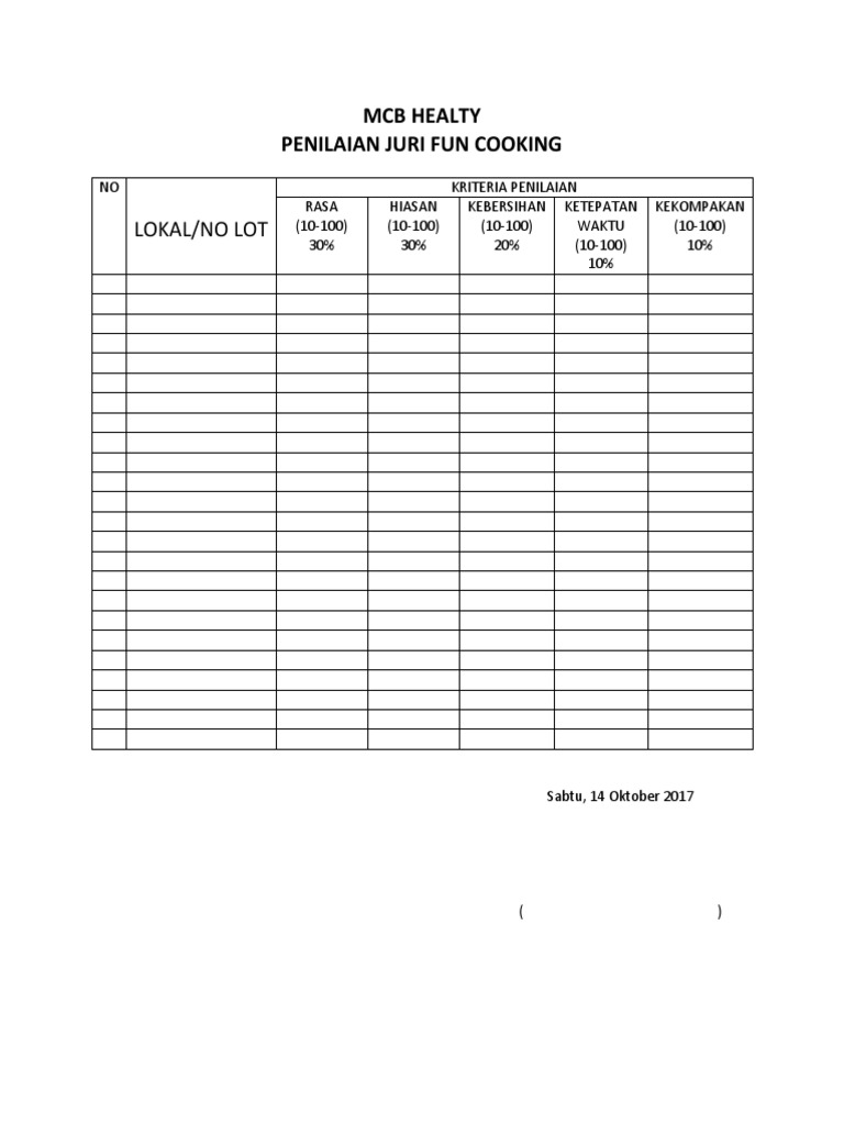 Form Juri Fun Cooking | PDF