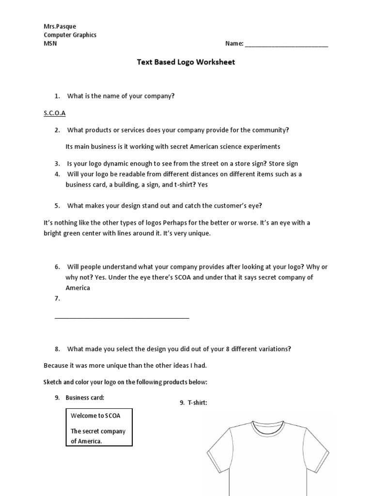 Text Based Logo Worksheet | PDF