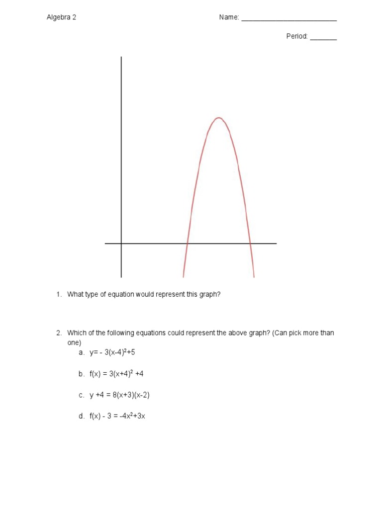 Algebra 2 Graphing Equations Exercise | PDF