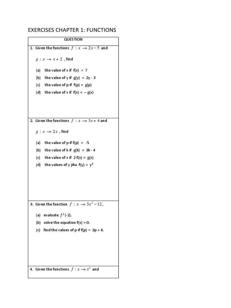 Math Functions Exercises | PDF