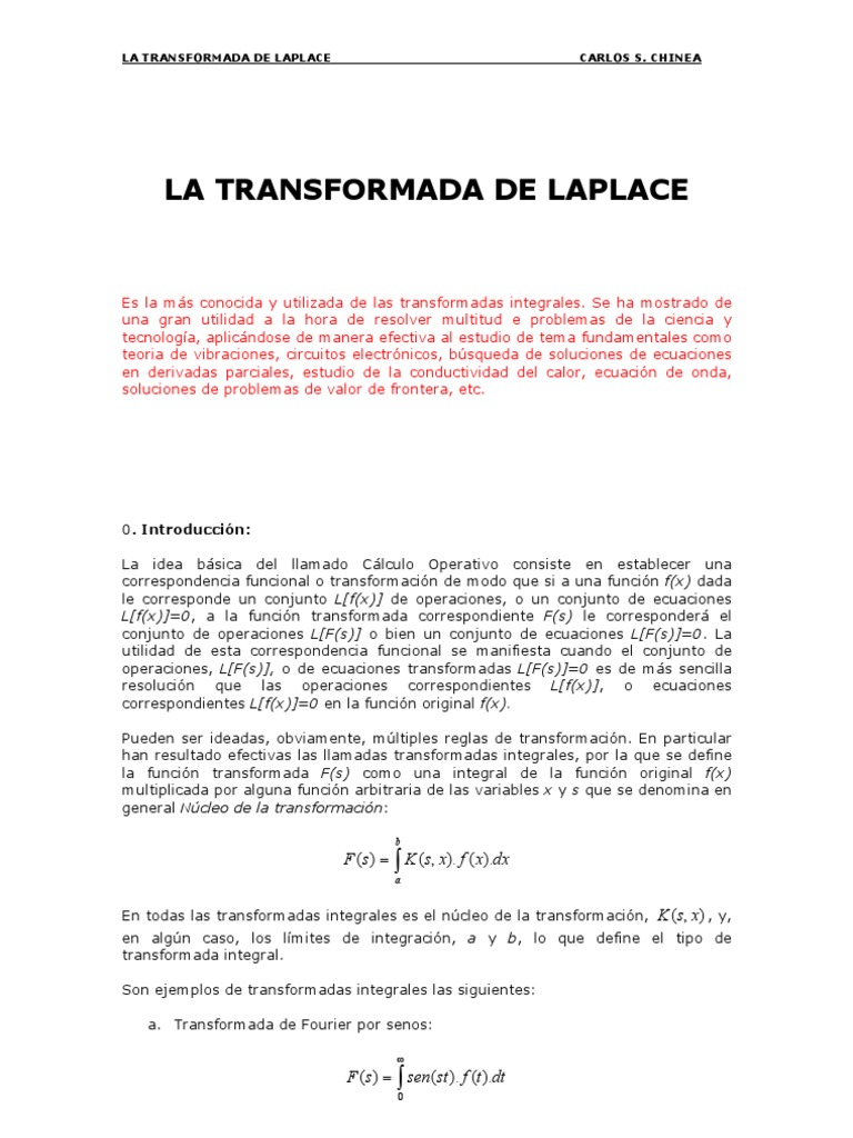 Transformada de Laplace | PDF | Integral | Ecuaciones