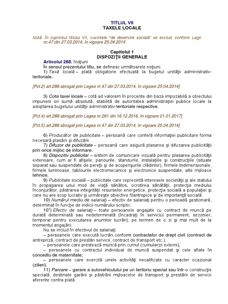 Titlul Vii: Taxele Locale | PDF