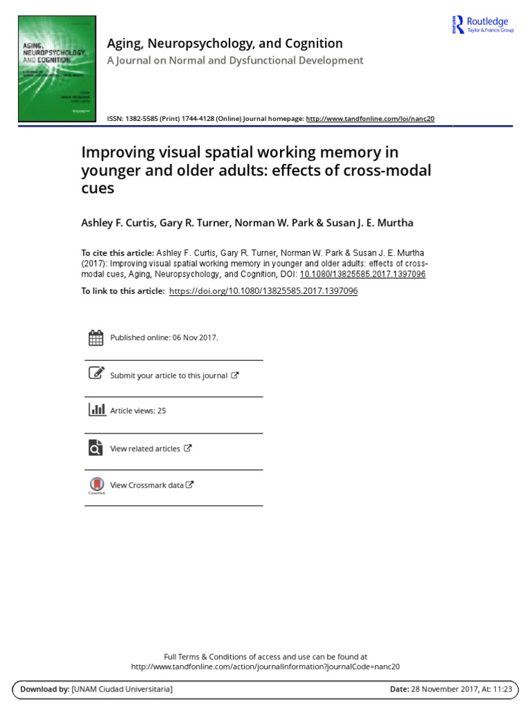Improving Visual Spatial Working Memory in Younger and Older Adults Effects of Cross Modal Cues ...