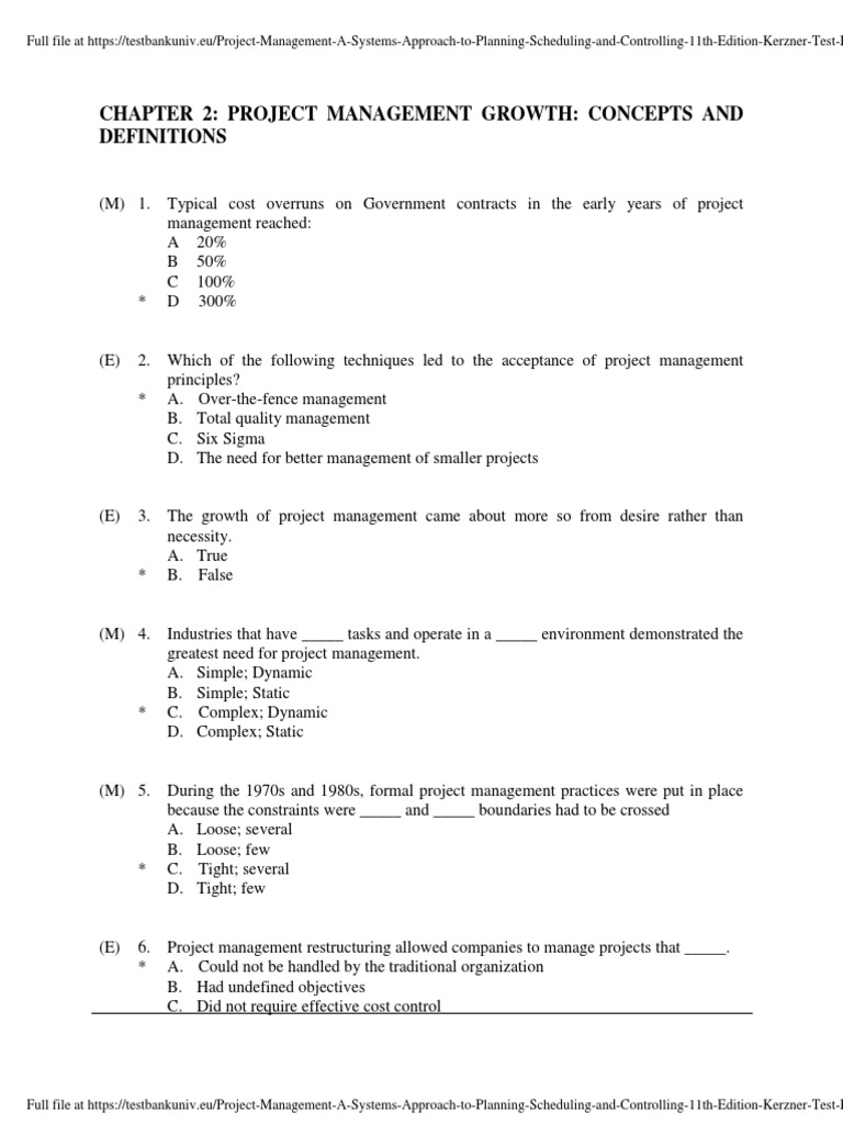 Project Management A Systems Approach To Planning Scheduling and ...