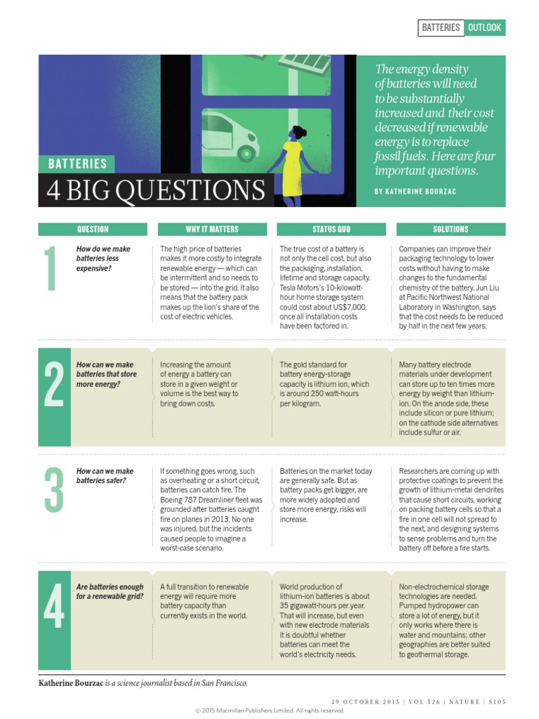 Batteries 4 Big Questions Pdf Lithium Ion Battery Energy Storage