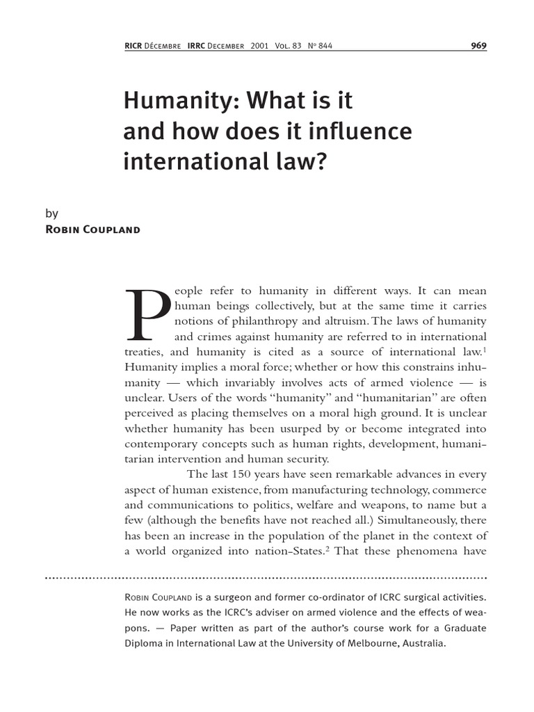 Humanity: What Is It and How Does It Influence International Law? | PDF ...