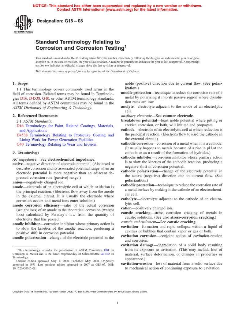 Astm G15 | Download Free PDF | Corrosion | Electrochemistry
