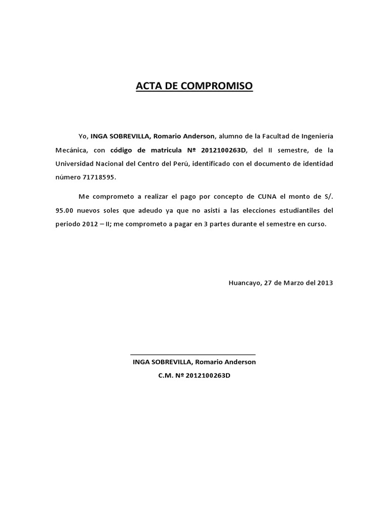 Acta de Compromiso | PDF