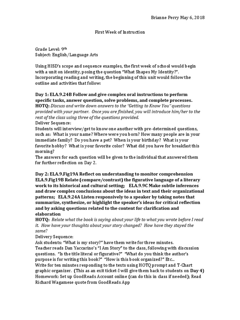9th Grade Identity Exploration | PDF | Essays | Reading Comprehension