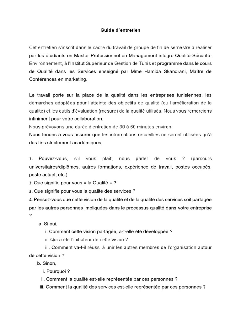 Guide D'entretien | Download Free PDF | Business
