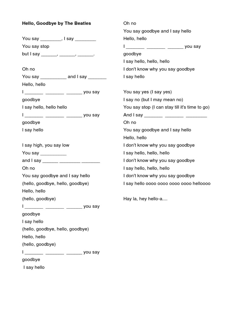 Hello Goodbye Beatles | PDF