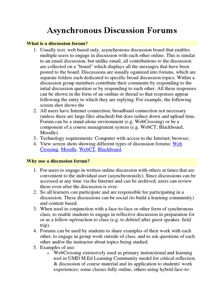Asynchronous Discussion Forums | PDF | Internet Forum | Conversation