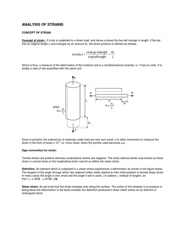 Analysis of Strains PDF | PDF | Deformation (Mechanics) | Elasticity ...