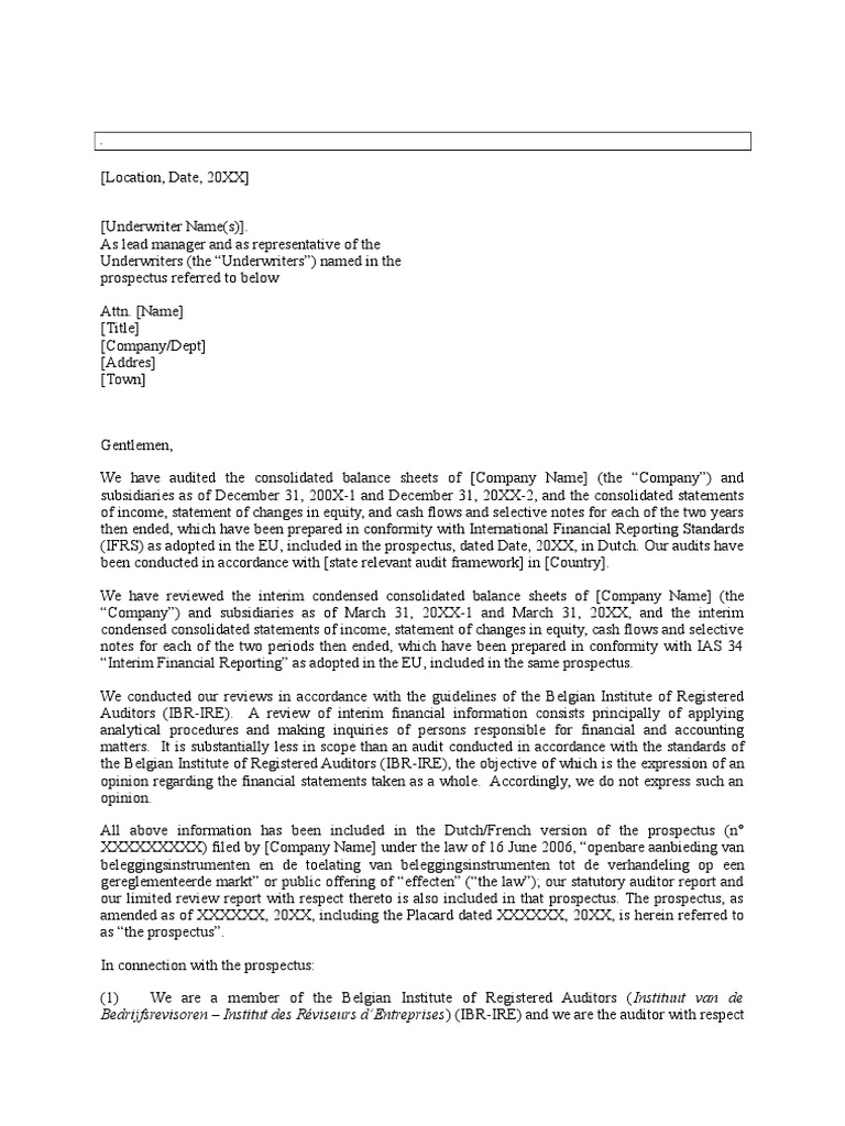 Comfort Letter | PDF | International Financial Reporting Standards ...