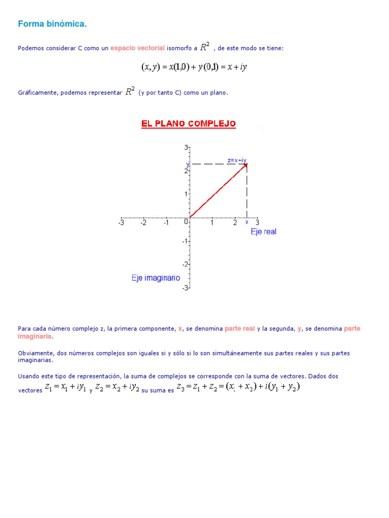 Forma Binómica | PDF | Número complejo | Espacio vectorial