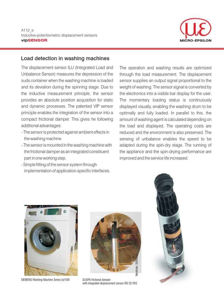 App112 en Load Detection Washing Machines | PDF | Sensor | Washing Machine