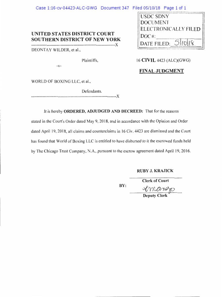 United States District Court Southern District of New York: Usdc Sdny ...