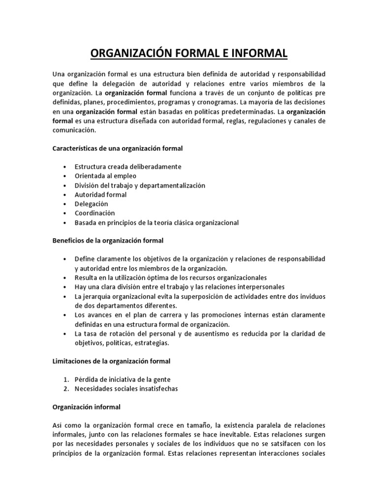 Estructura de Organización Formal e Informal | PDF | Sociedad | Institución