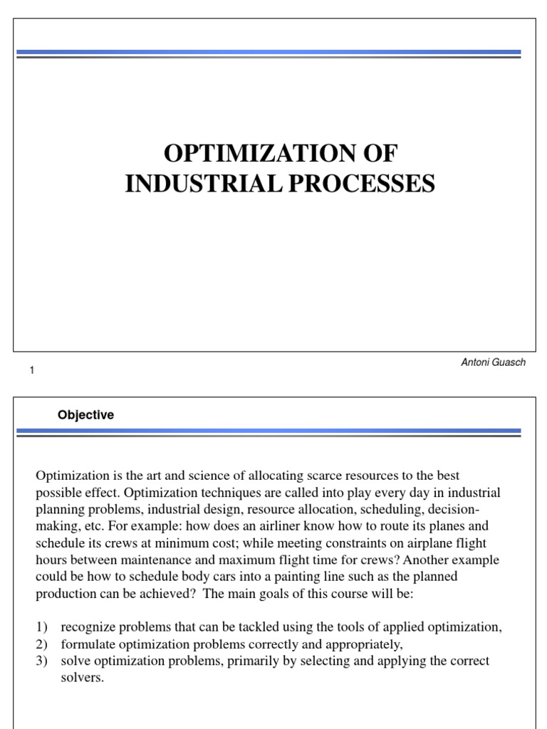 Optimization Industrial Process | PDF | Mathematical Optimization ...