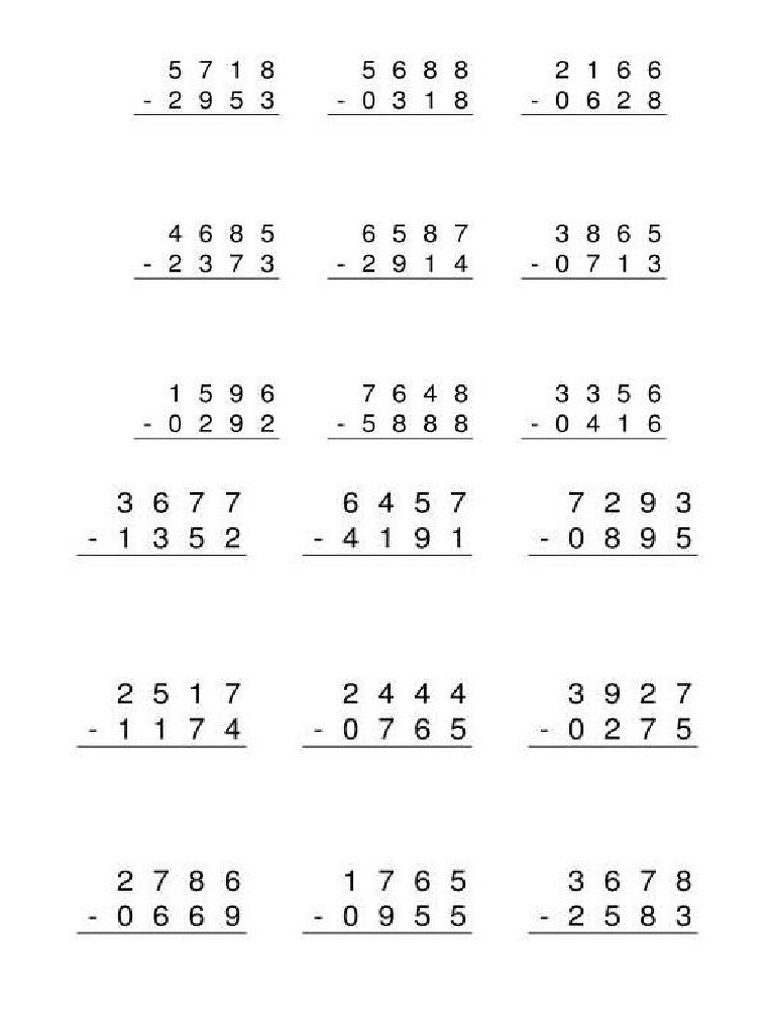 Sumas y Restas de 4 Cifras