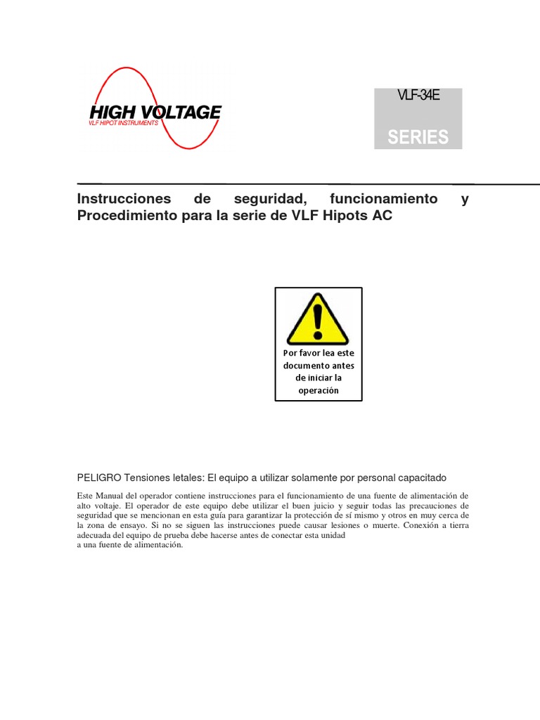Manual VLF - 34 e - Español | PDF | Enchufes y tomas de corriente alterna | Ingenieria Eléctrica