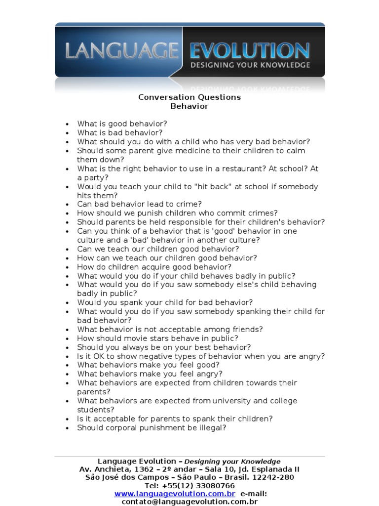 Conversation Questions Behavior | PDF