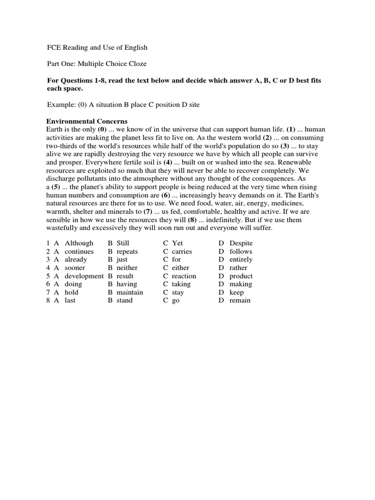 FCE Reading and Use of English | PDF | Earth | Foods