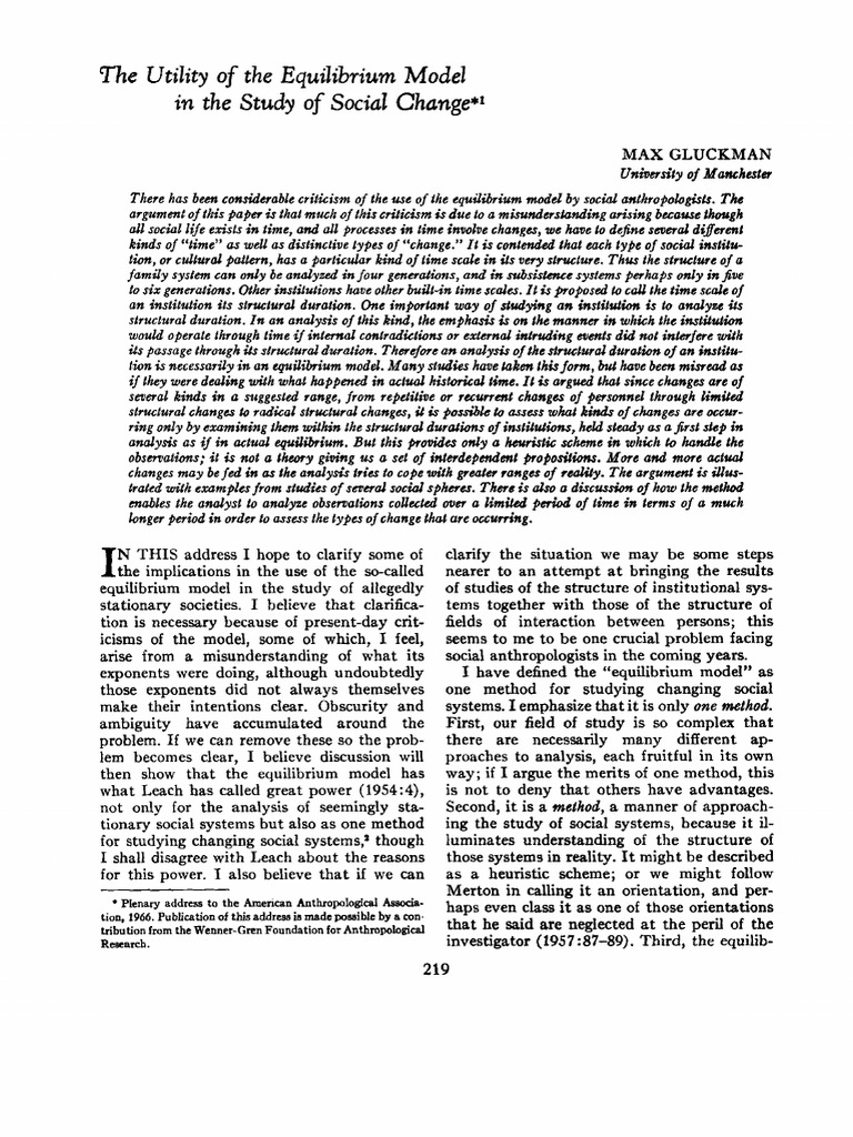 Equilibrium Model in Social Change Analysis | PDF | Norm (Social ...