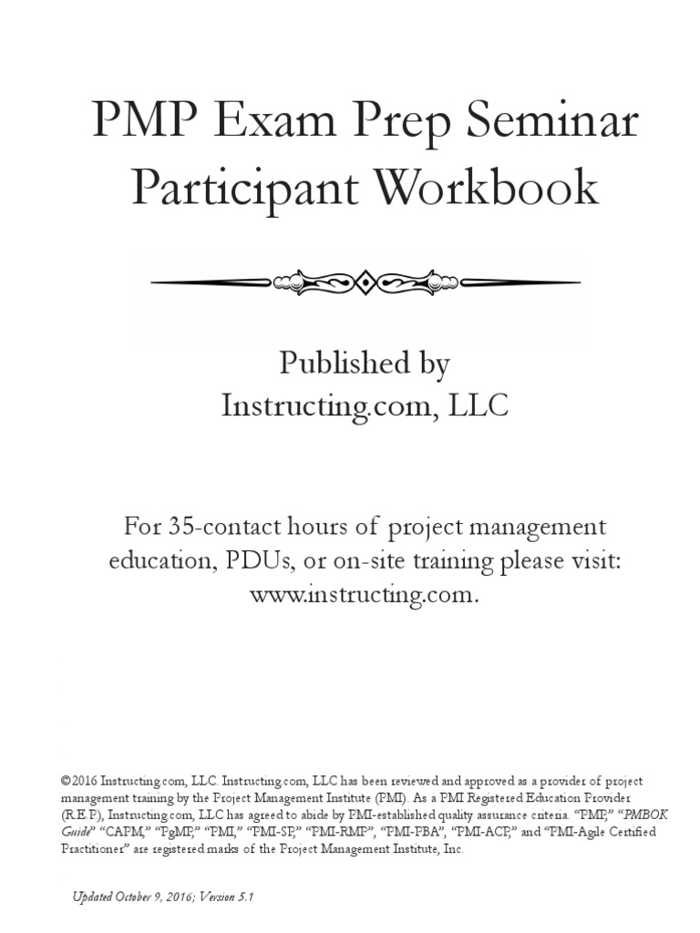Participant Workbook 10916 | Project Management Professional | Project ...