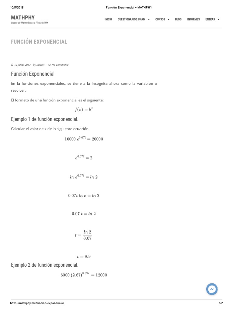 Función Exponencial MATHPHY | PDF | Funciones y mapeos | Conceptos matemáticos