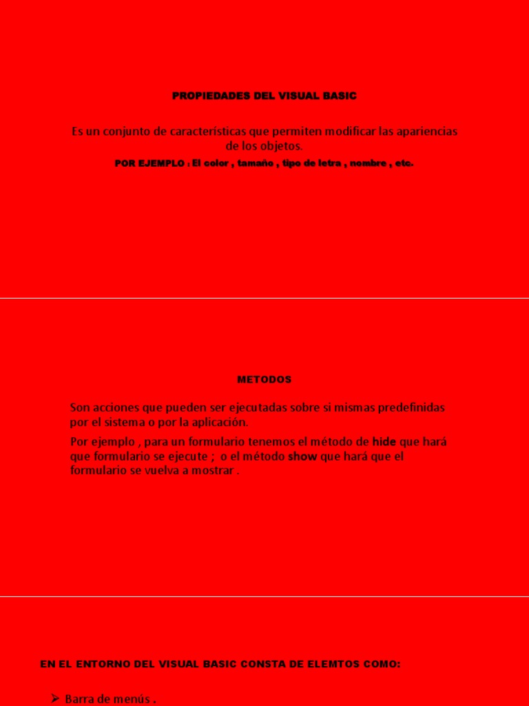Propiedades Del Visual Basic | PDF | Ventana (informática) | Básico
