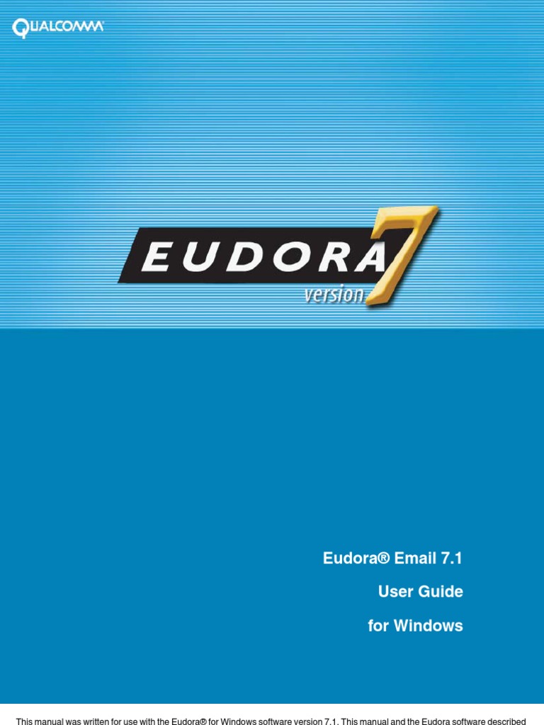 Eudora 71 User Manual | PDF | Transport Layer Security | Microsoft Outlook