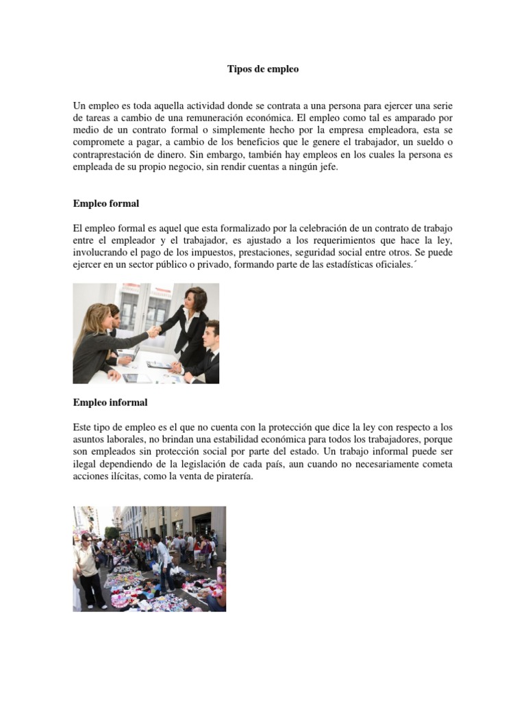 Tipos de Empleo | PDF | Derecho laboral | Empleo