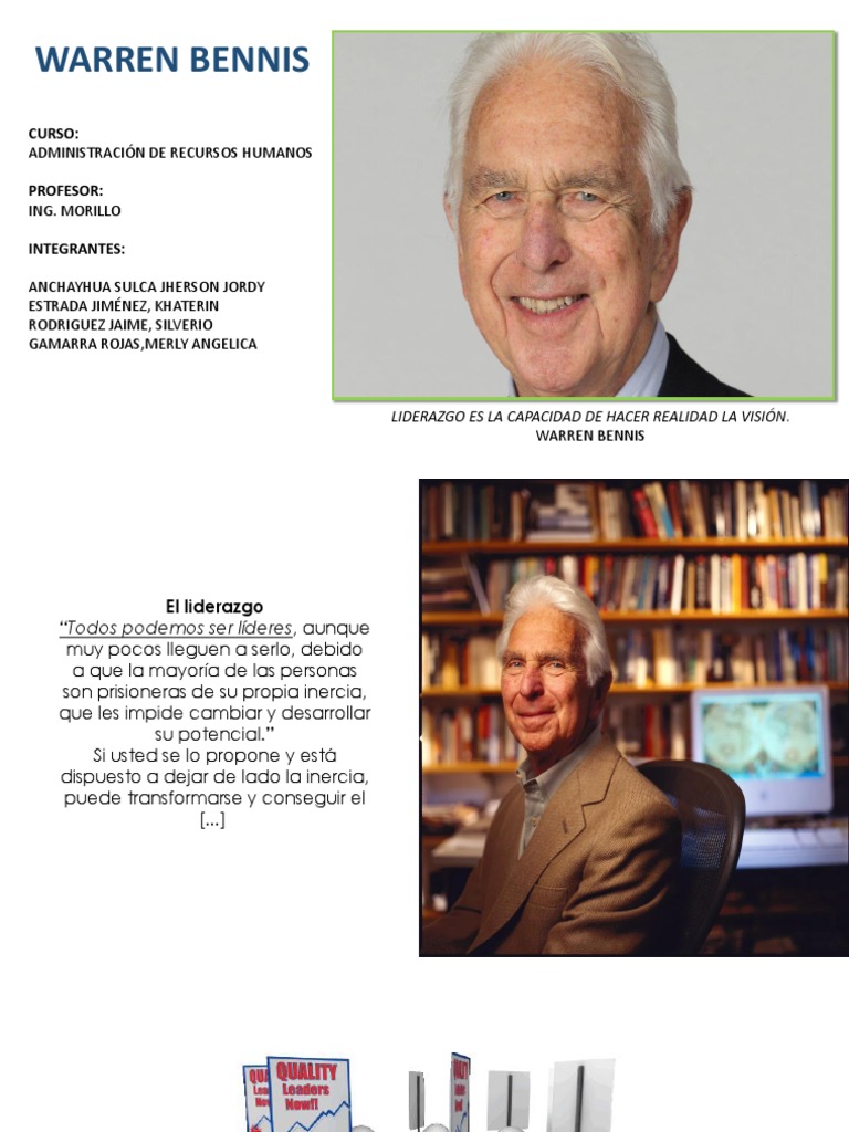 Liderazgo según Warren Bennis | PDF | Liderazgo | Ciencias del ...
