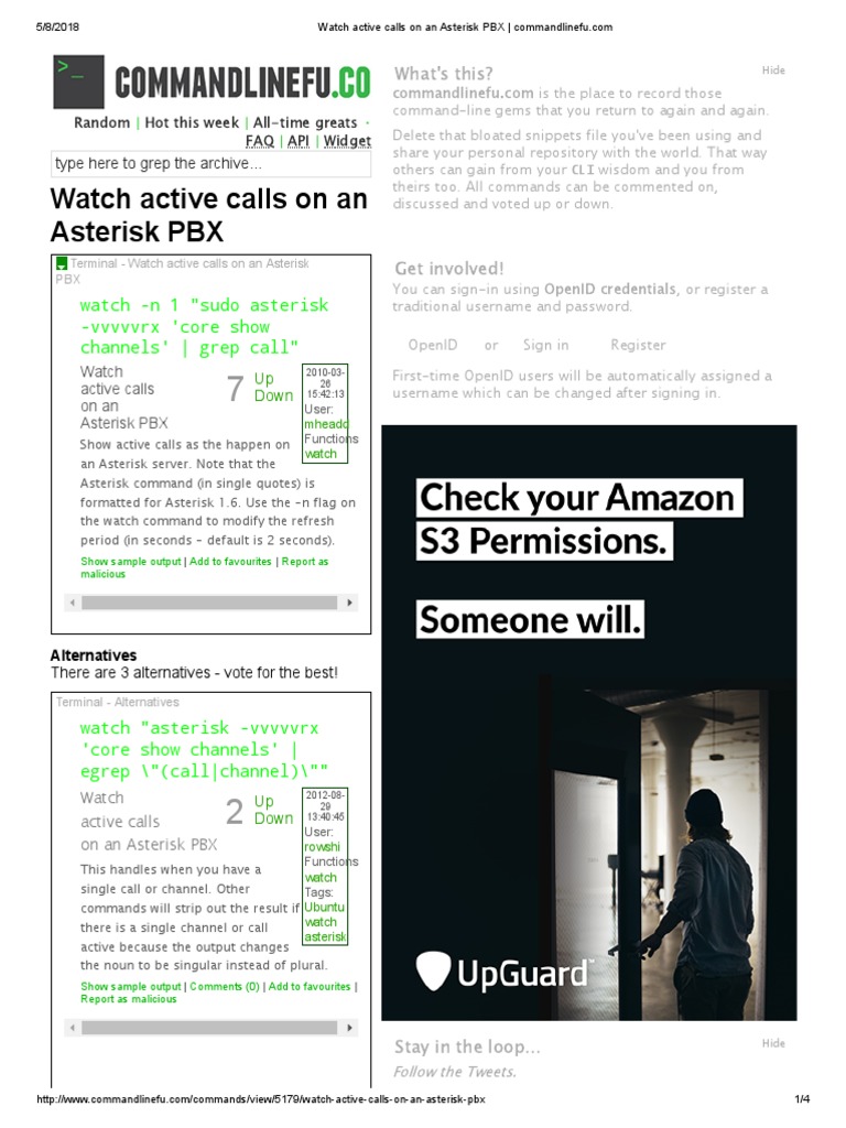 Watch Active Calls On An Asterisk Pbx Pdf Command Line Interface Unix