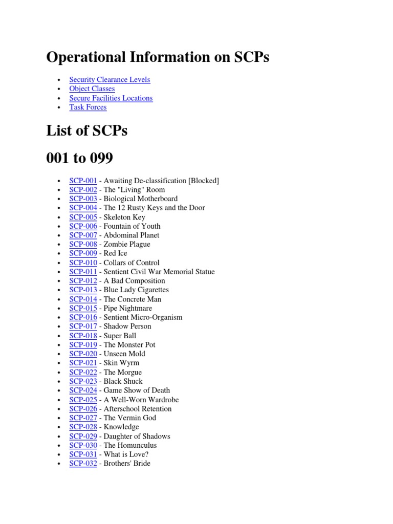 Operational Information On SCPs | PDF