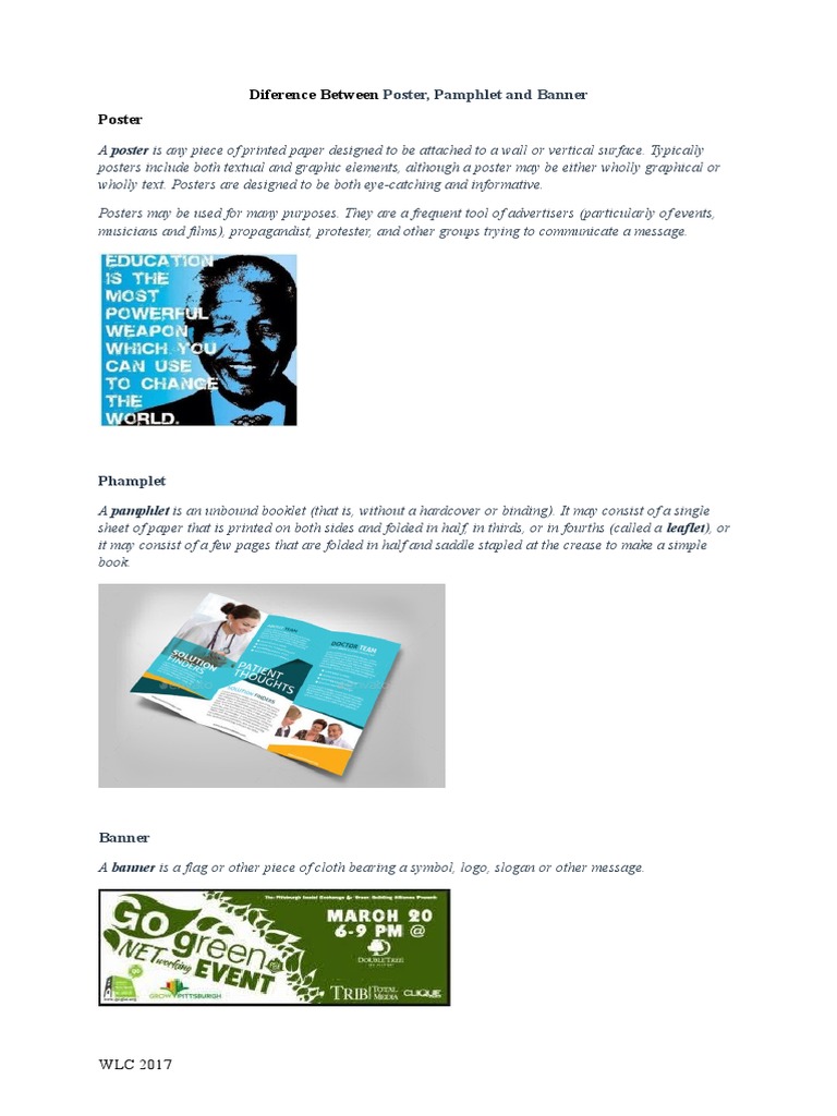 Diference Between Poster: Poster, Pamphlet and Banner | PDF