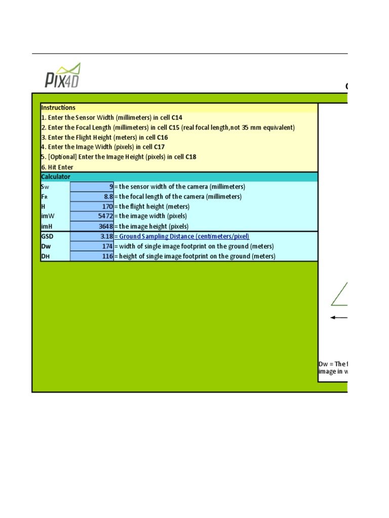 Ground Sampling Distance Calculator: Instructions | PDF
