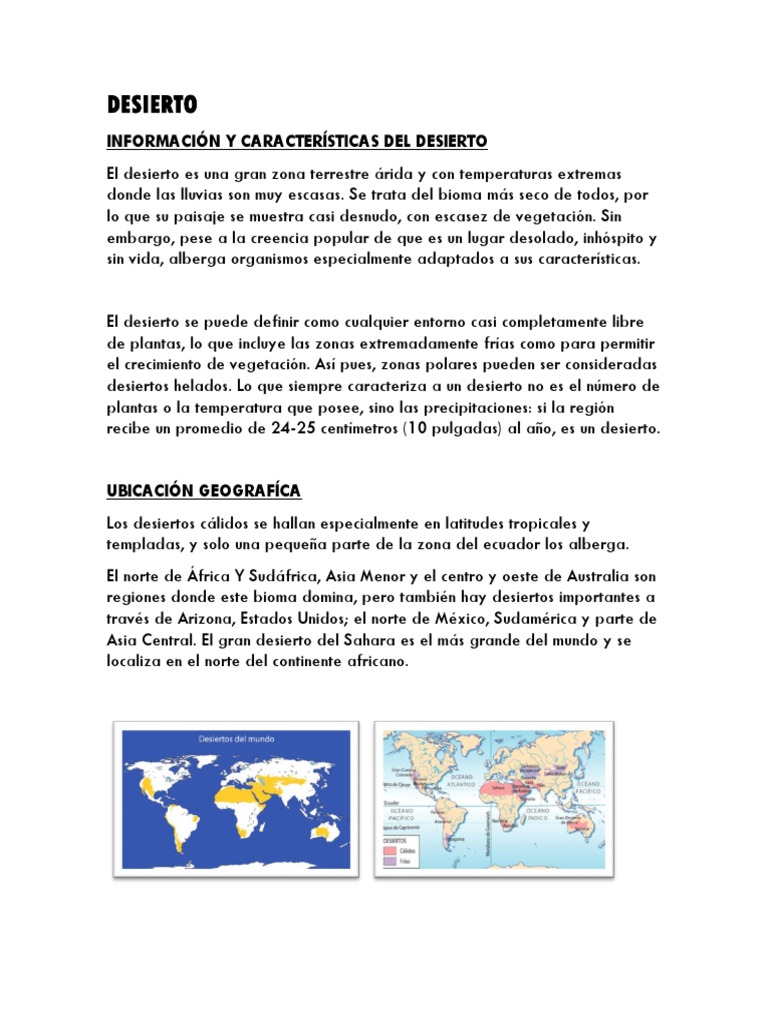Hoja De Trabajo Sobre El Bioma Del Desierto Presentación Desierto