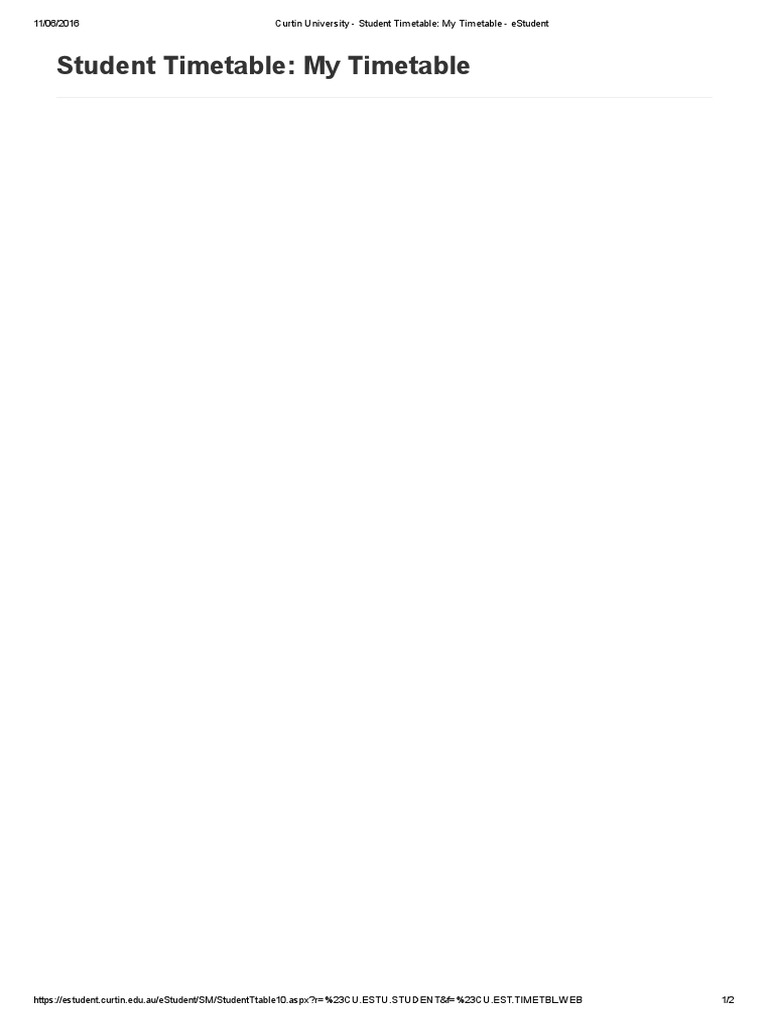 Curtin University - Student Timetable - My Timetable - EStudent | PDF ...