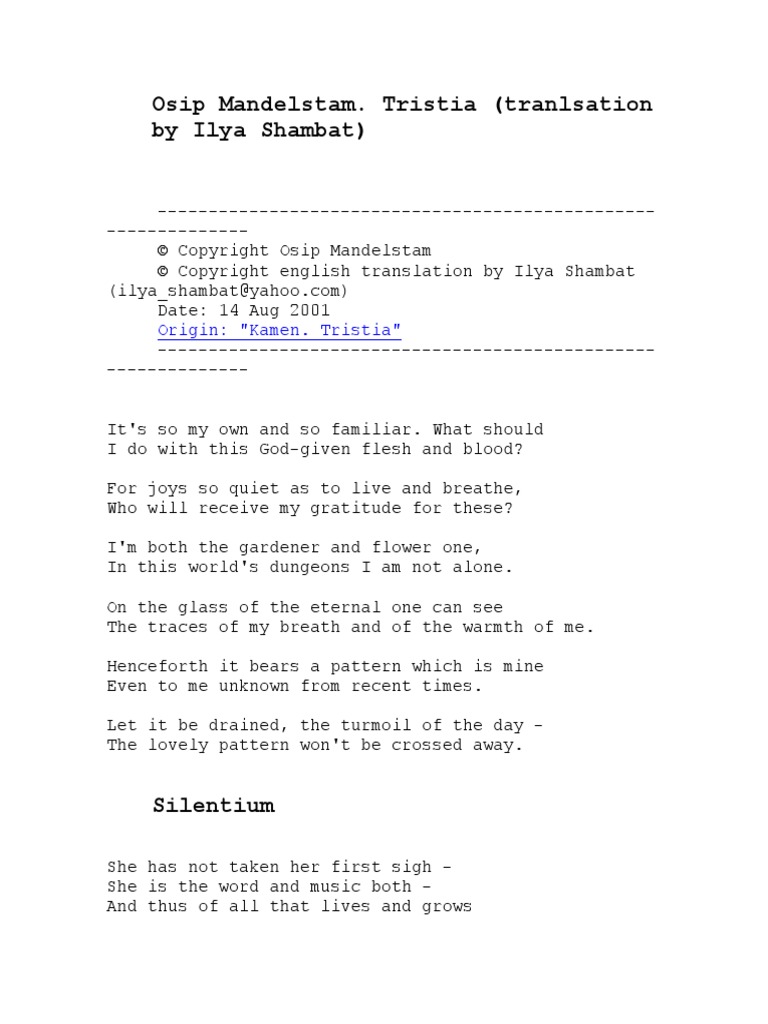 Osip Mandelstam (English) | PDF | Nature