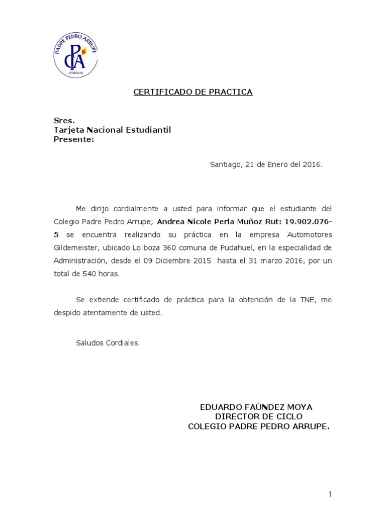 Certificado de Practica | PDF