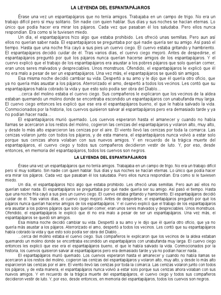 1 La Leyenda Del Espantapajaros | PDF | El Cuervo | Aves