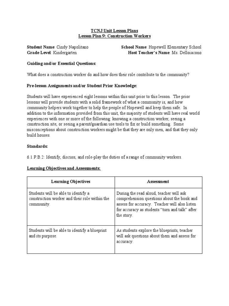 Construction | PDF | Lesson Plan | Reading Comprehension