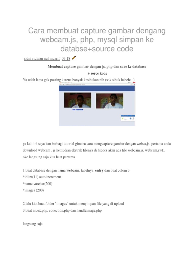 Cara Membuat Capture Gambar Dengang Webcam Pdf Manajemen Teknologi