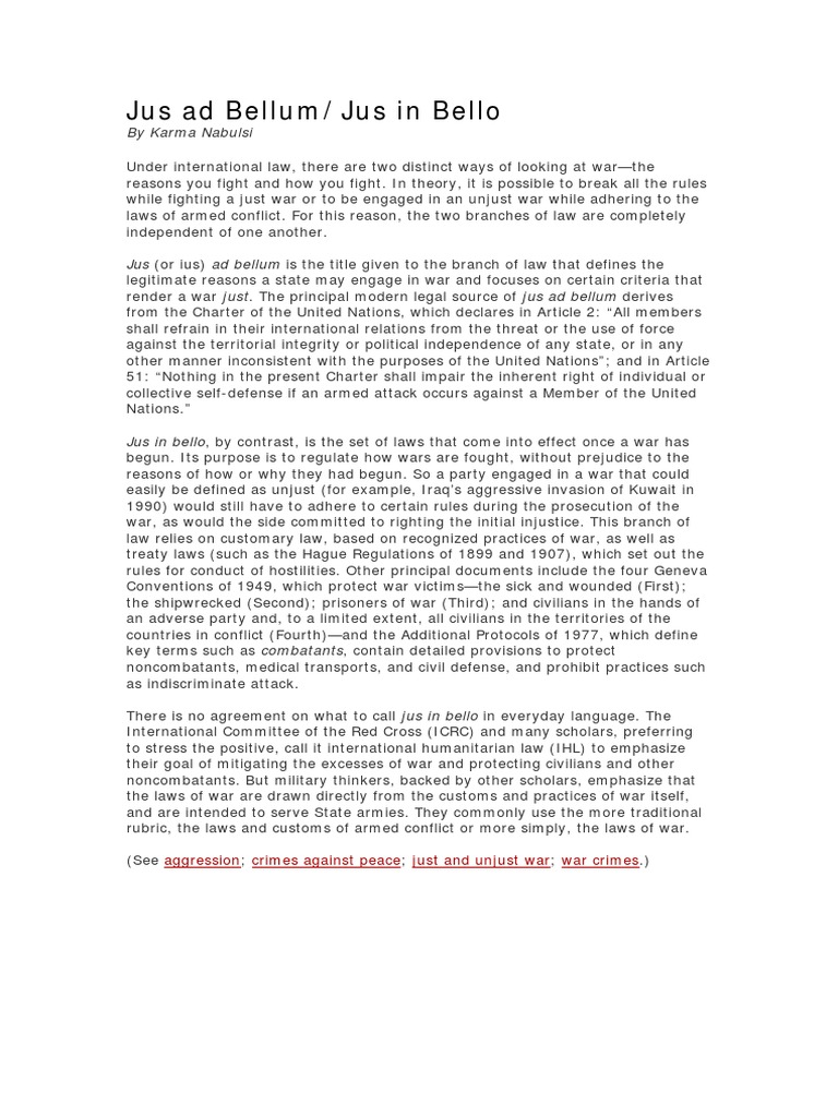 Jus Ad Bellum | PDF | Law Of War | International Humanitarian Law